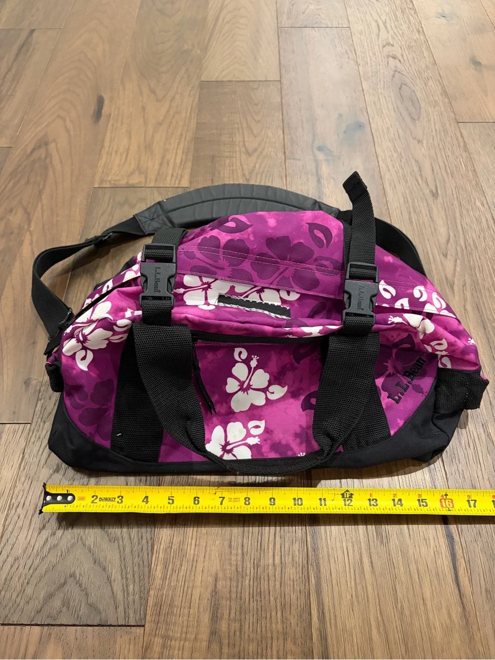 L.L. Bean | Bags | Ll Bean Duffle Bag Purple Hibiscus Floral Print ...